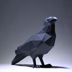 Crow Papercraft, Raven Diy Paper Statue, Crow 3D Low Poly DIY, Paper ...