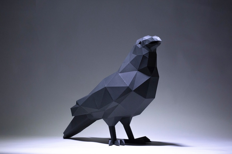 Crow Papercraft Raven Diy Paper Statue Crow 3D Low Poly DIY - Etsy