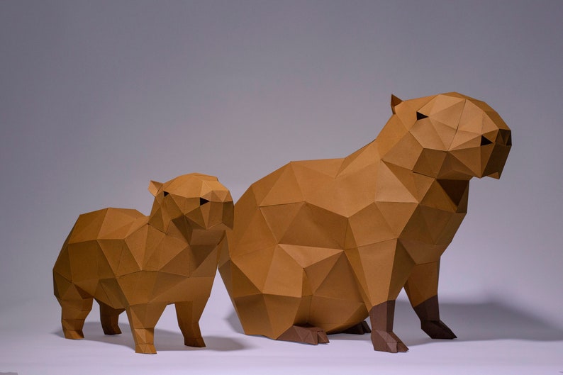 Capybaras Paper Craft, Digital Template, Origami, PDF Download DIY, Low ...