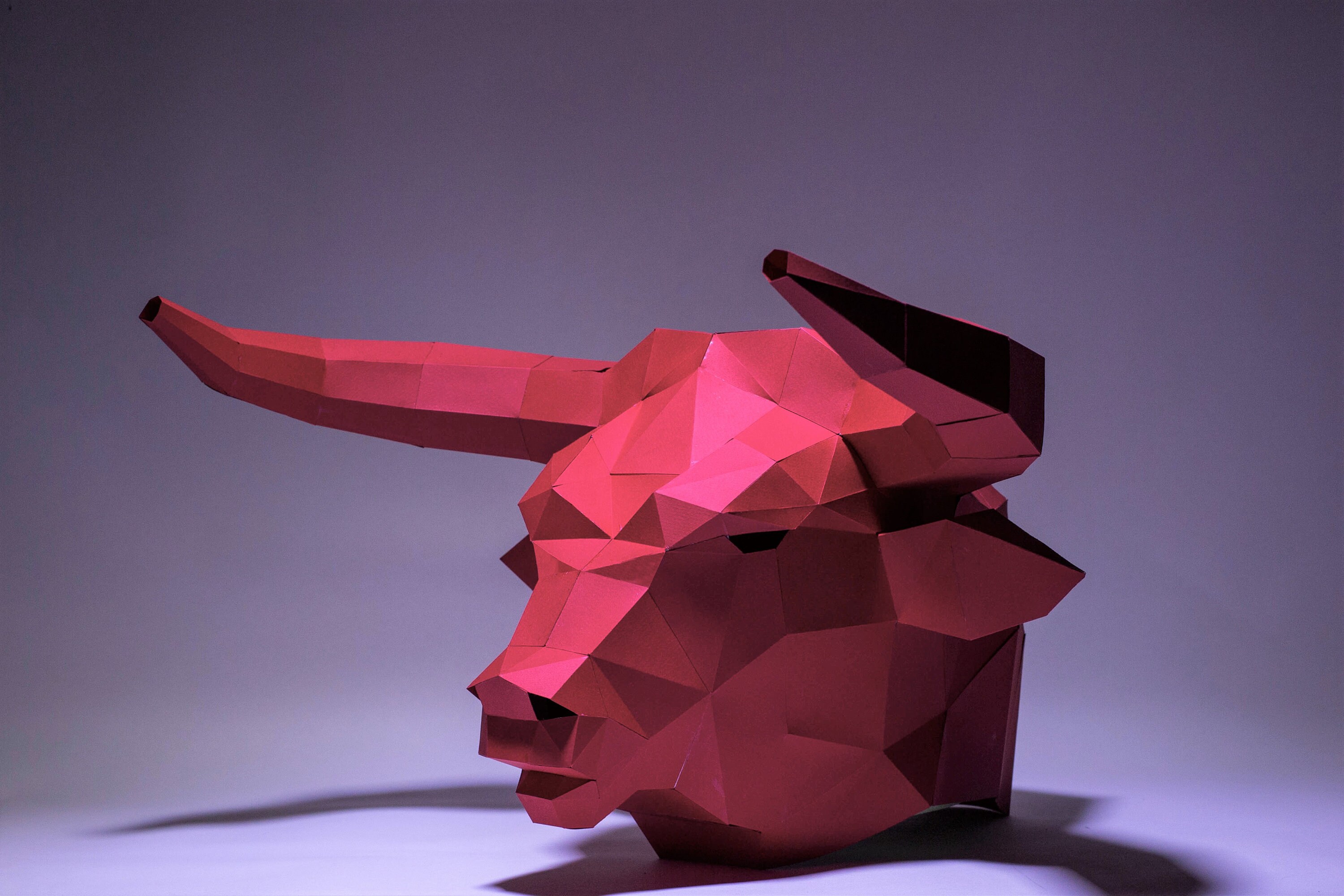 Bull 2 Mask, Buffalo 2 Mask Paper Craft, Digital Template, Origami, PDF ...