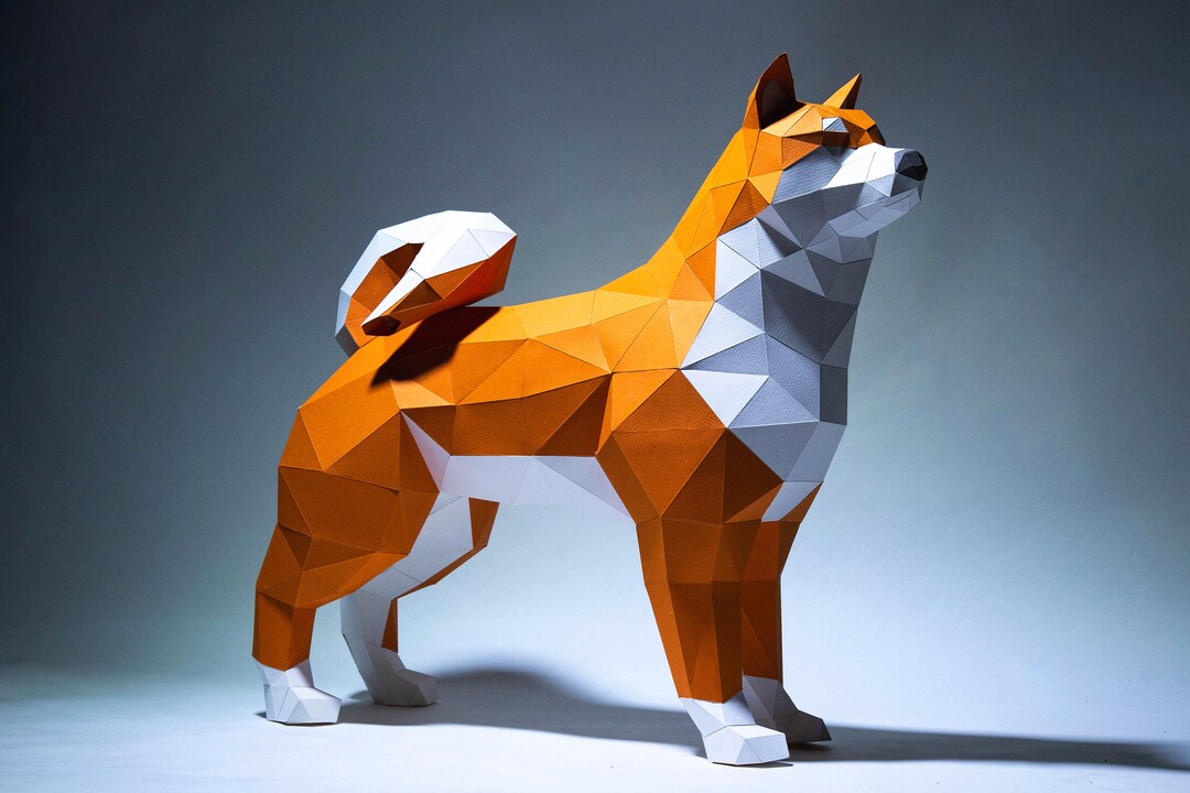 Shiba Inu Paper Craft, Digital Template, Origami, PDF Download DIY, Low ...
