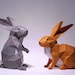 Bunny Rabbit Sitting and Bunny Rabbit Standing up Paper Craft, Digital ...