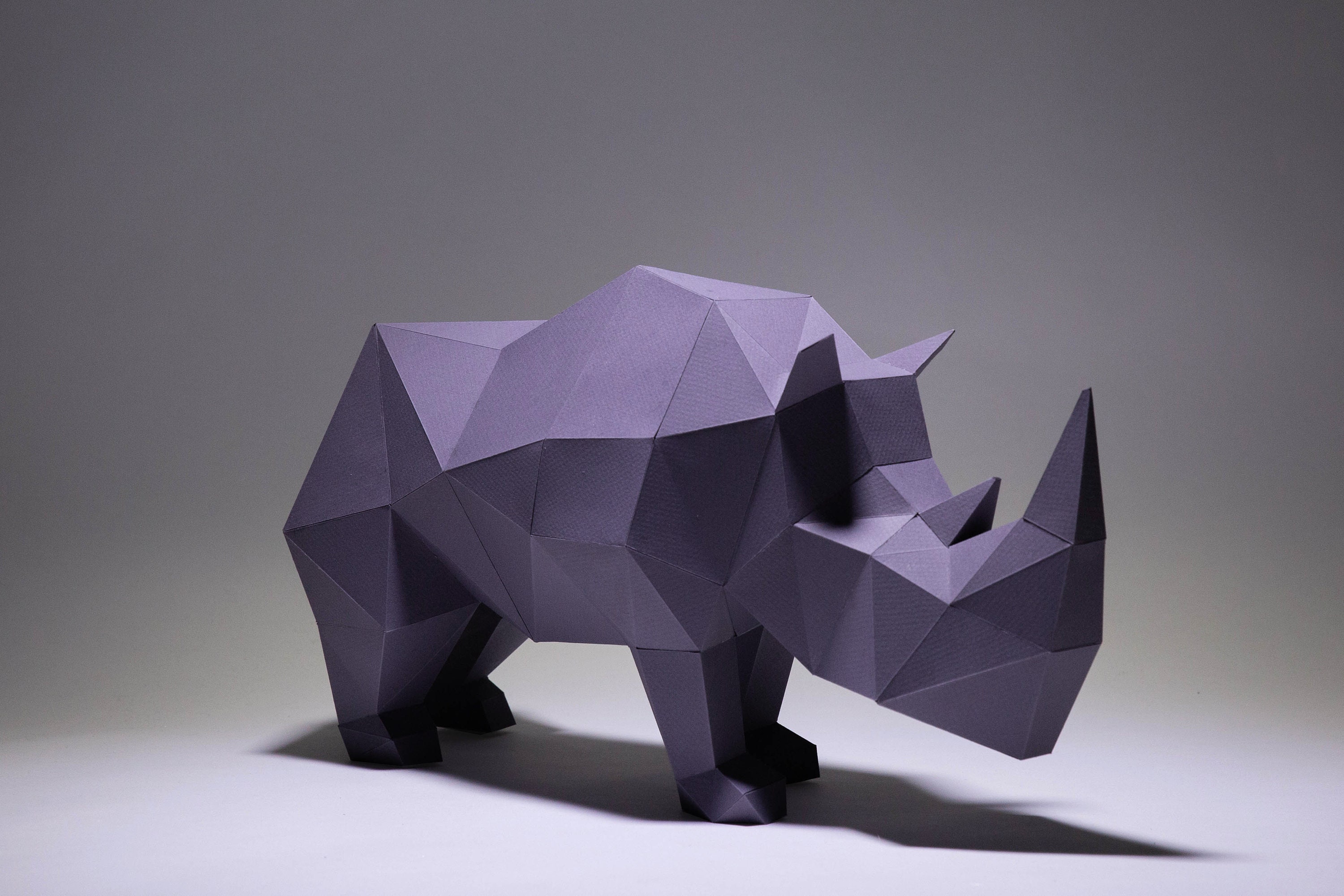 Rhino Paper Craft, Digital Template, Origami, PDF Download DIY, Low ...