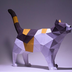 Cat Stand Paper Craft, Digital Template, Origami, PDF Download DIY, Low ...