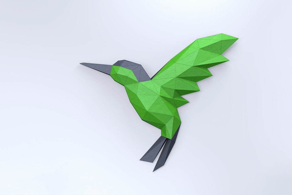 Hummingbird Paper Craft Origami Make Your Own Low Poly Bird - Etsy