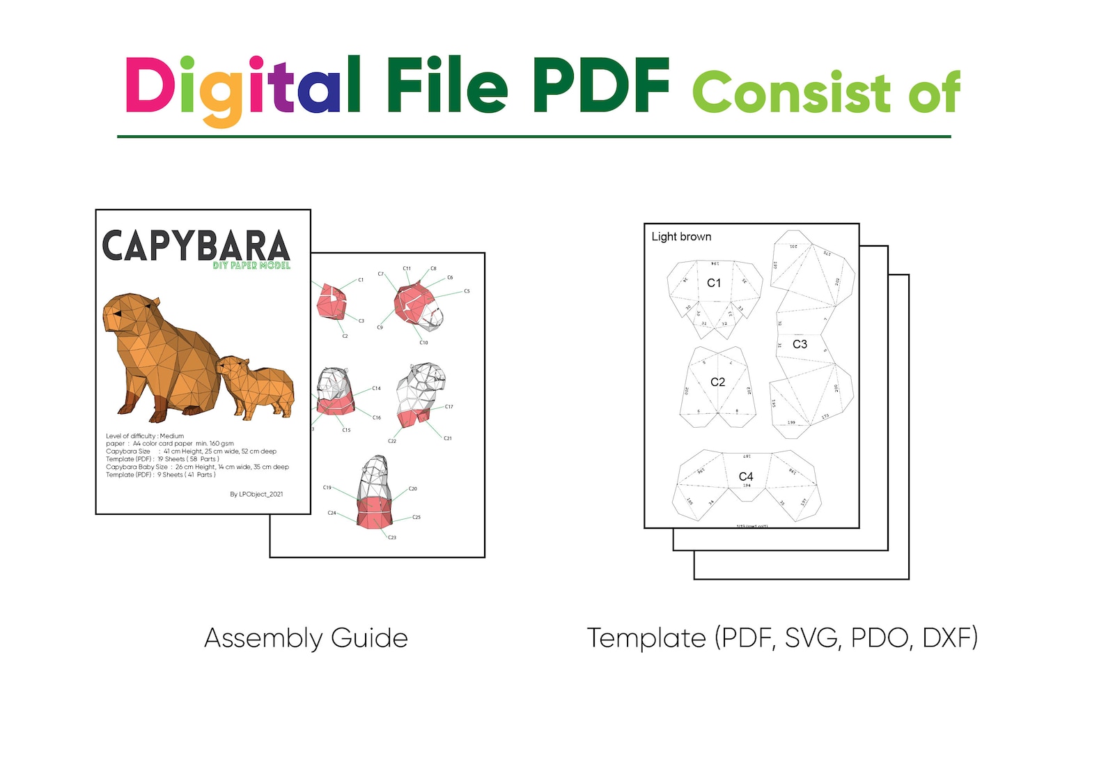 Capybaras Paper Craft Digital Template Origami PDF Download - Etsy