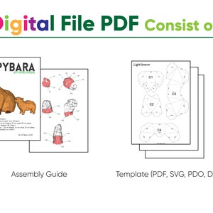 Capybaras Paper Craft, Digital Template, Origami, PDF Download DIY, Low ...