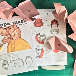 Hippo Mask Paper Craft, Digital Template, Origami, PDF Download DIY ...