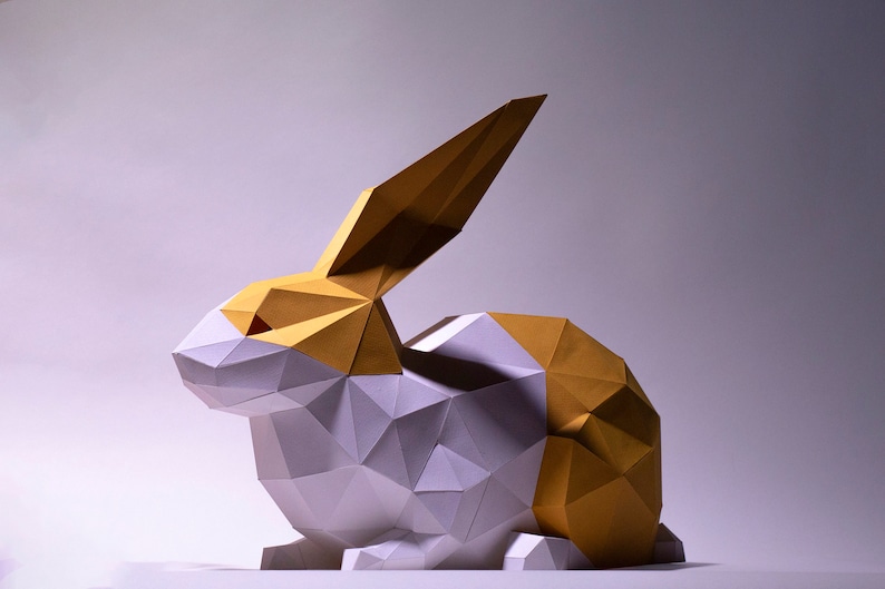 Bunny Sitting Paper Craft, Digital Template, Origami, PDF Download DIY ...