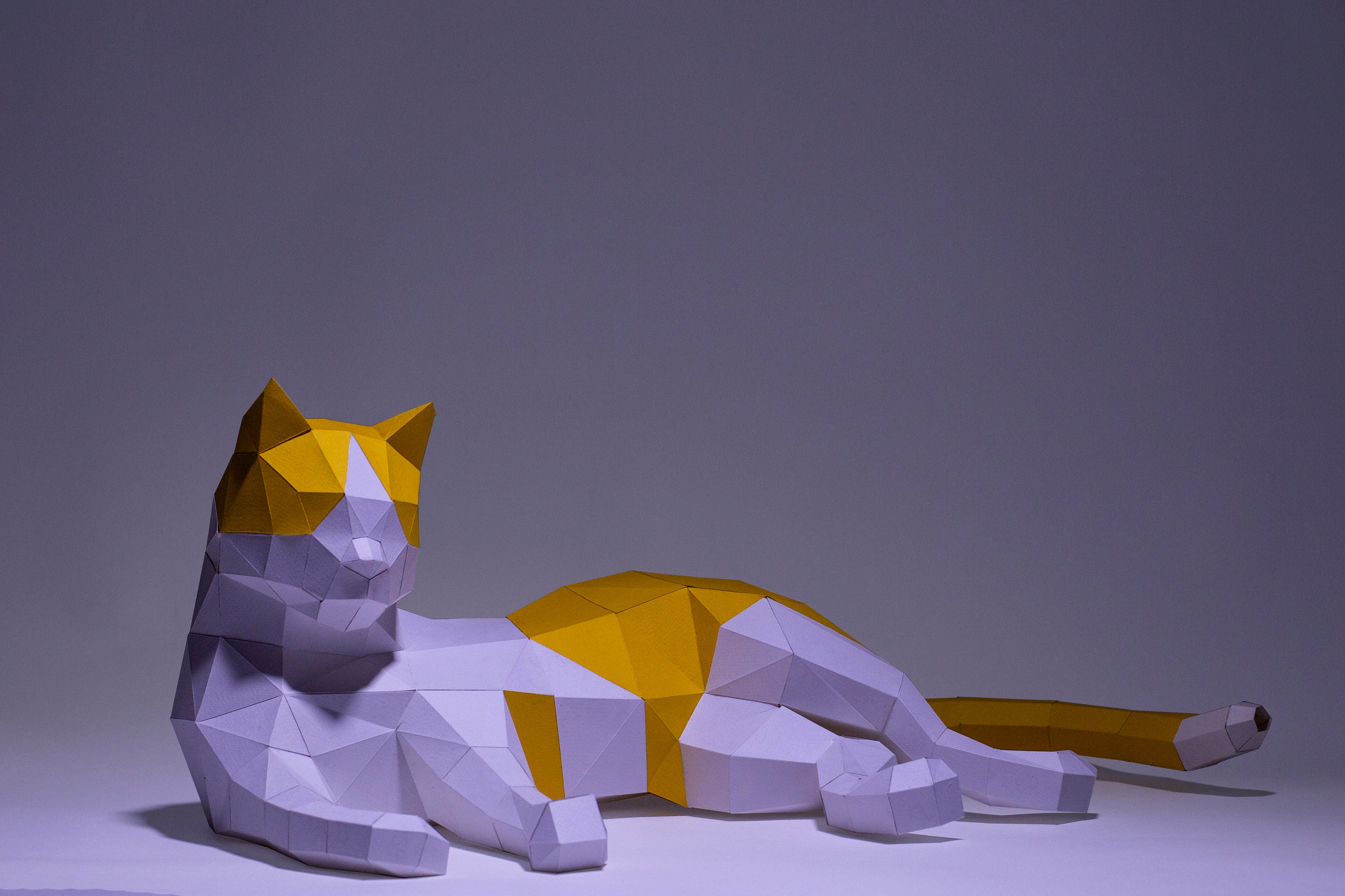 Cat Sleeping Paper Craft, Digital Template, Origami, PDF Download DIY ...