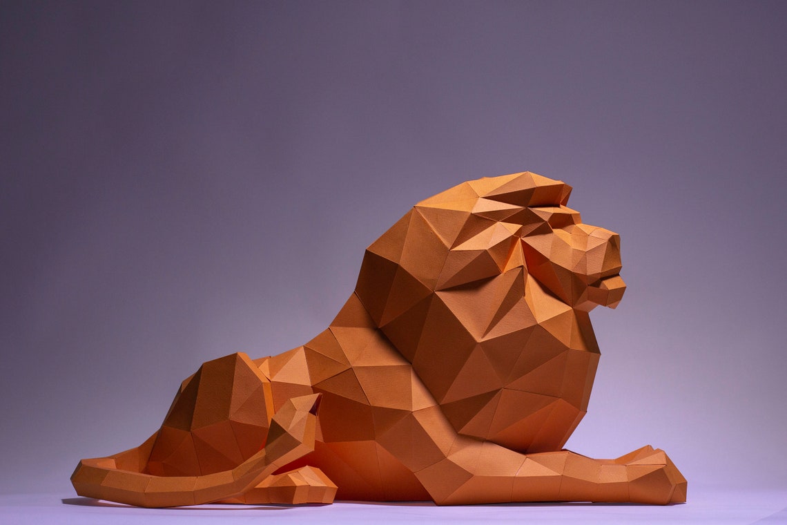 Lion Sit Paper Craft Digital Template Origami PDF Download - Etsy