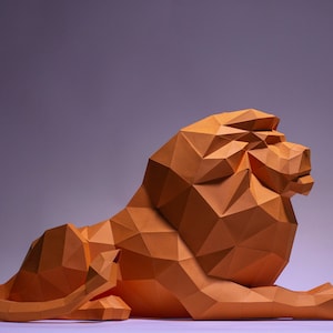 Lion Sit Paper Craft, Digital Template, Origami, PDF Download DIY, Low ...