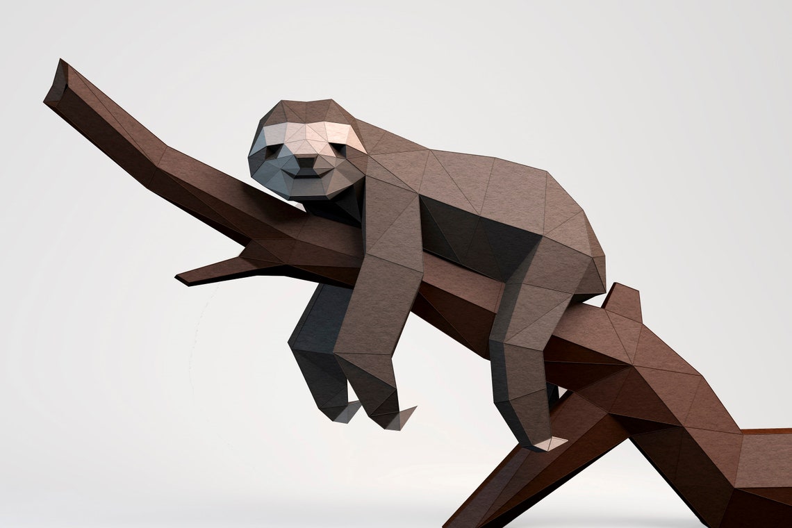 Sloth Digital Template, Sloth PDF Paper Craft, Sloth Origami, Sloth ...