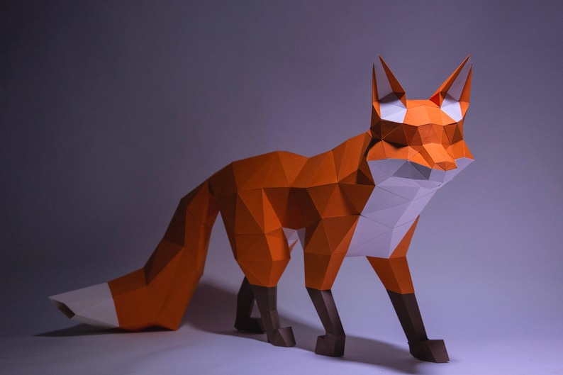 Fox Walk Paper Craft, Digital Template, Origami, PDF Download DIY, Low ...