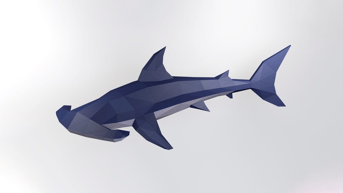 Hammerhead Shark Papercraft, 3D Papercraft, Build Your Own Low Poly ...