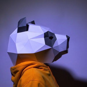 Panda Mask, Papercraft Mask Template, Origami, PDF Download DIY, Low ...