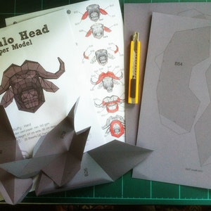 Buffalo Head Paper Craft, Digital Template, Origami, PDF Download DIY ...