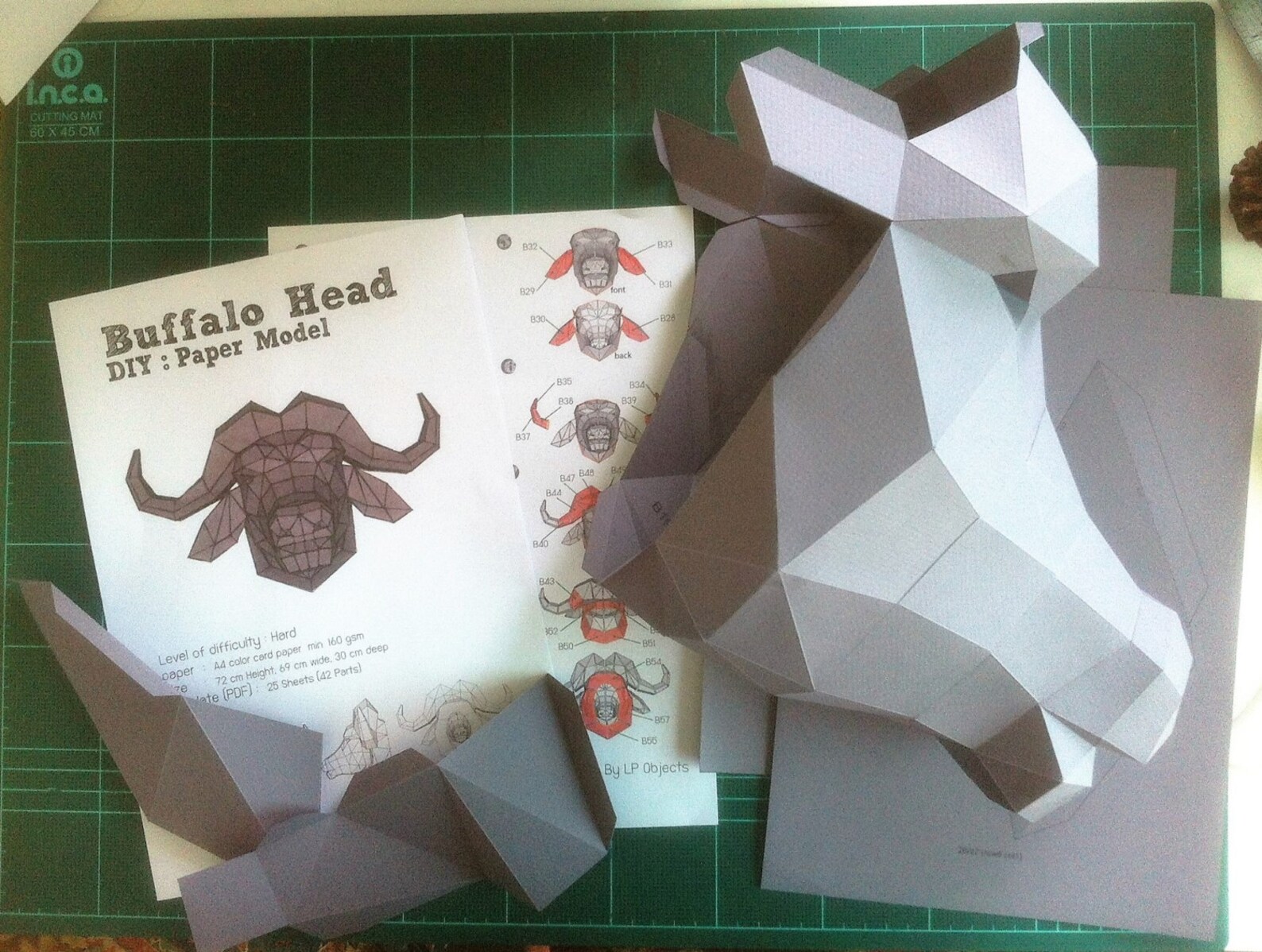 Buffalo Head Paper Craft Digital Template Origami PDF | Etsy
