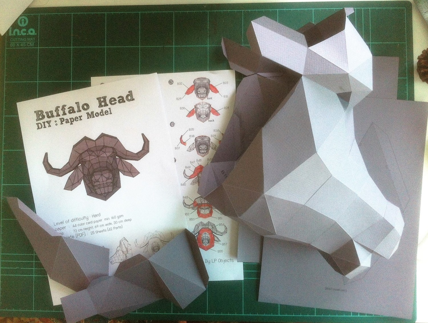 Buffalo Head Paper Craft Digital Template Origami PDF - Etsy