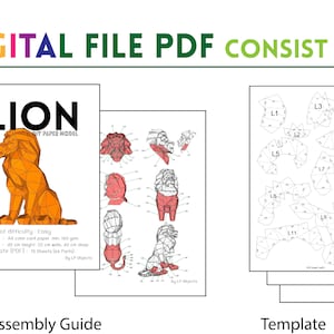 Lion Paper Craft, Digital Template, Origami, PDF Download DIY, Low Poly ...