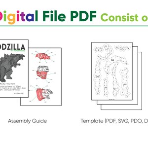 Godzilla Paper Craft, Digital Template, Origami, PDF Download DIY, Low ...