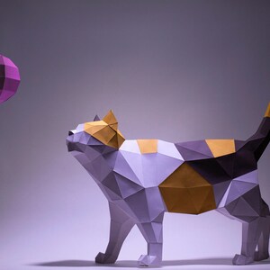 Cat Stand Paper Craft, Digital Template, Origami, PDF Download DIY, Low ...