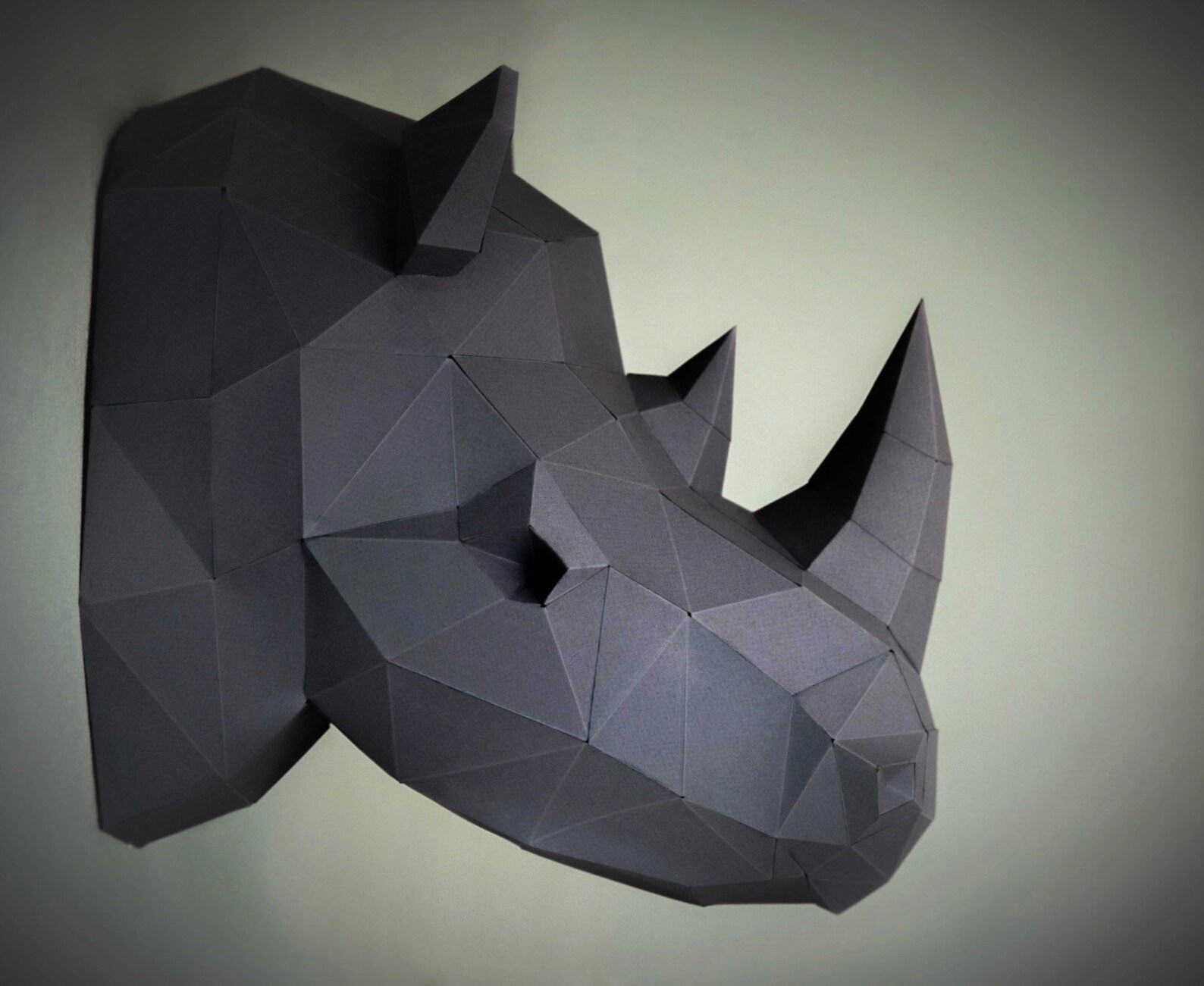 Rhino Head Wall Paper Craft, Digital Template, Origami, PDF Download ...