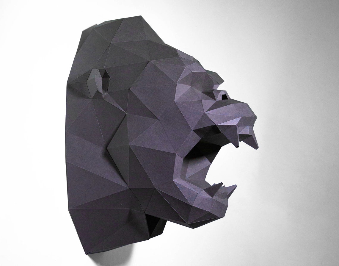 King Kong Head Paper Craft, Digital Template, Origami, PDF Download DIY ...