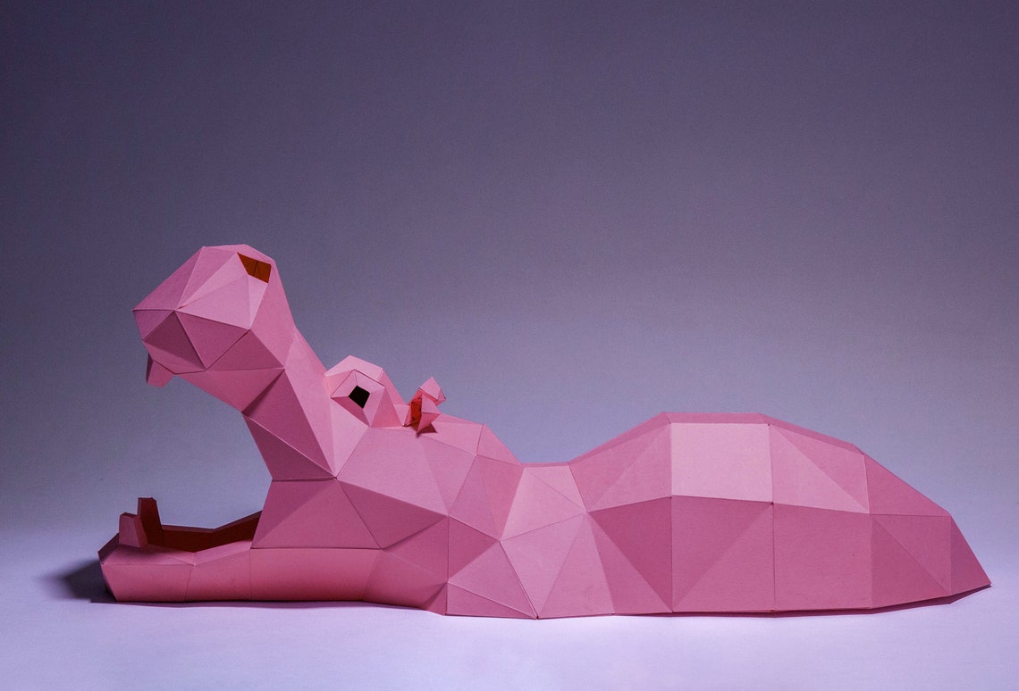 Hippo Paper Craft Digital Template Origami PDF Download | Etsy