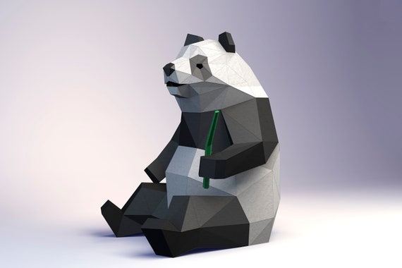 Panda Digital Template Panda PDF Paper Craft Panda Origami | Etsy