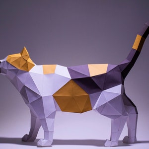 Cat Sit and Stand Paper Craft, Digital Template, Origami, PDF Download ...
