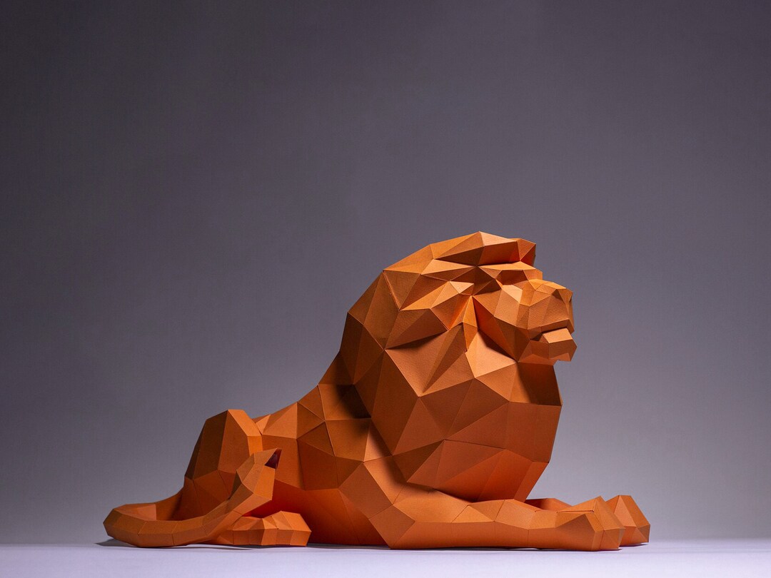 Lion Sit Paper Craft, Digital Template, Origami, PDF Download DIY, Low ...