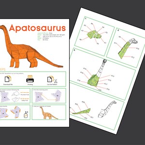 Apatosaurus Dinosaur Digital Template, PDF Paper Craft, Dinosaur ...