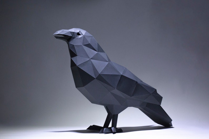 Crow Papercraft Raven Diy Paper Statue Crow 3D Low Poly DIY - Etsy