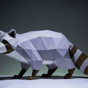 Racoon Paper Craft, Digital Template, Origami, PDF Download DIY, Low ...