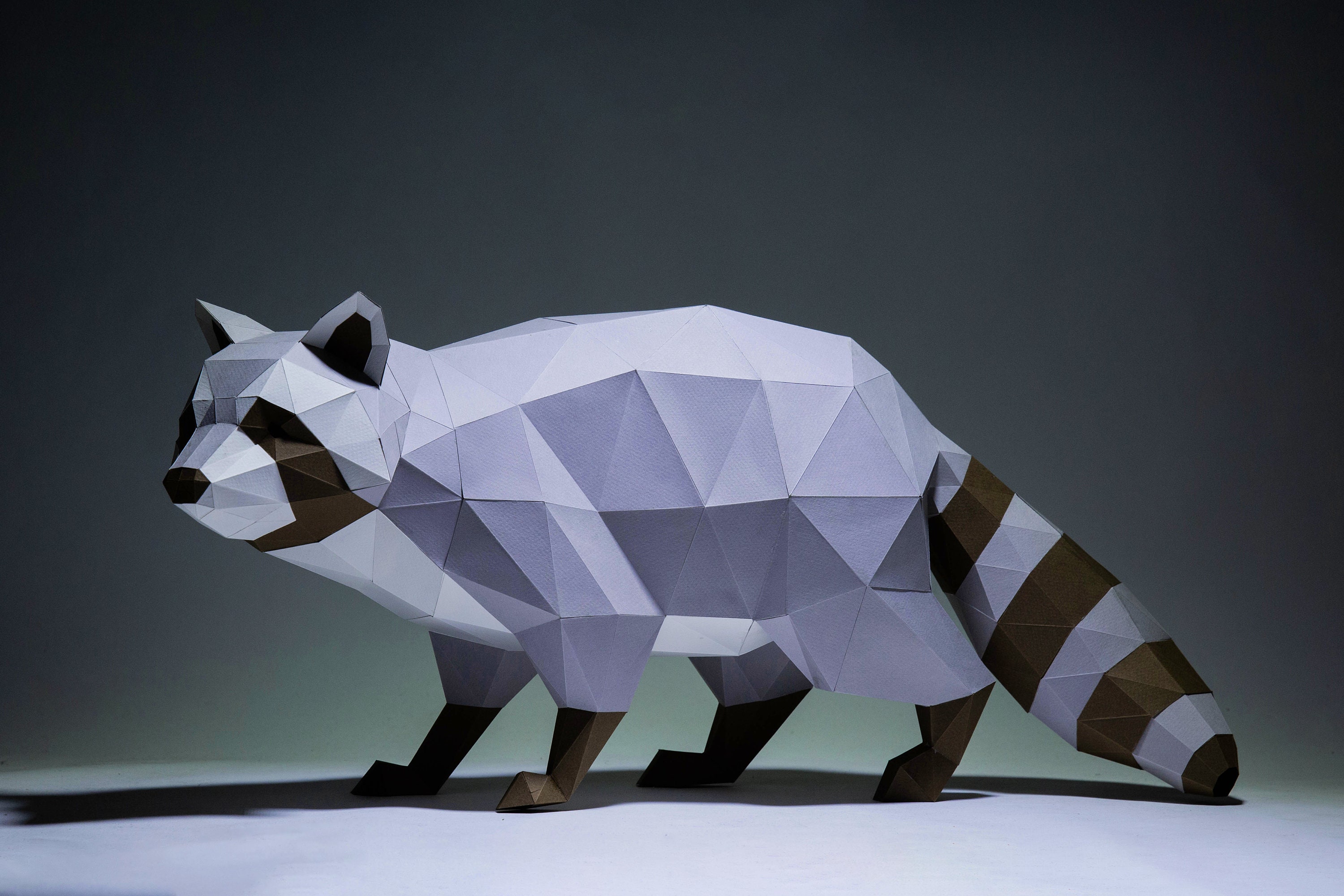 Racoon Paper Craft, Digital Template, Origami, PDF Download DIY, Low ...
