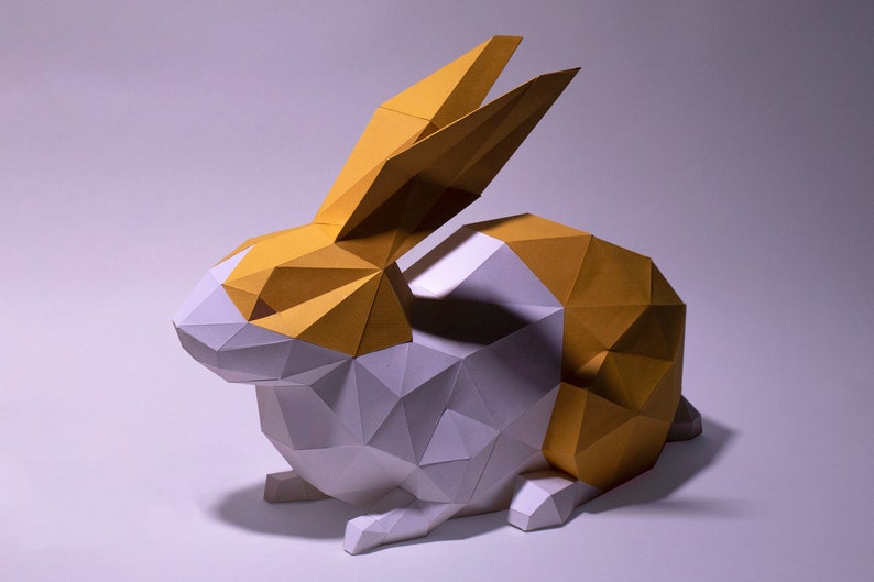 Bunny Sitting Paper Craft, Digital Template, Origami, PDF Download DIY ...