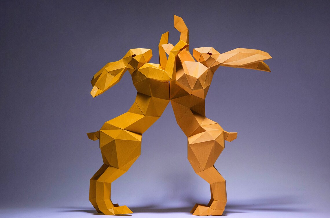 Rabbits Paper Craft Digital Template Origami PDF Download | Etsy