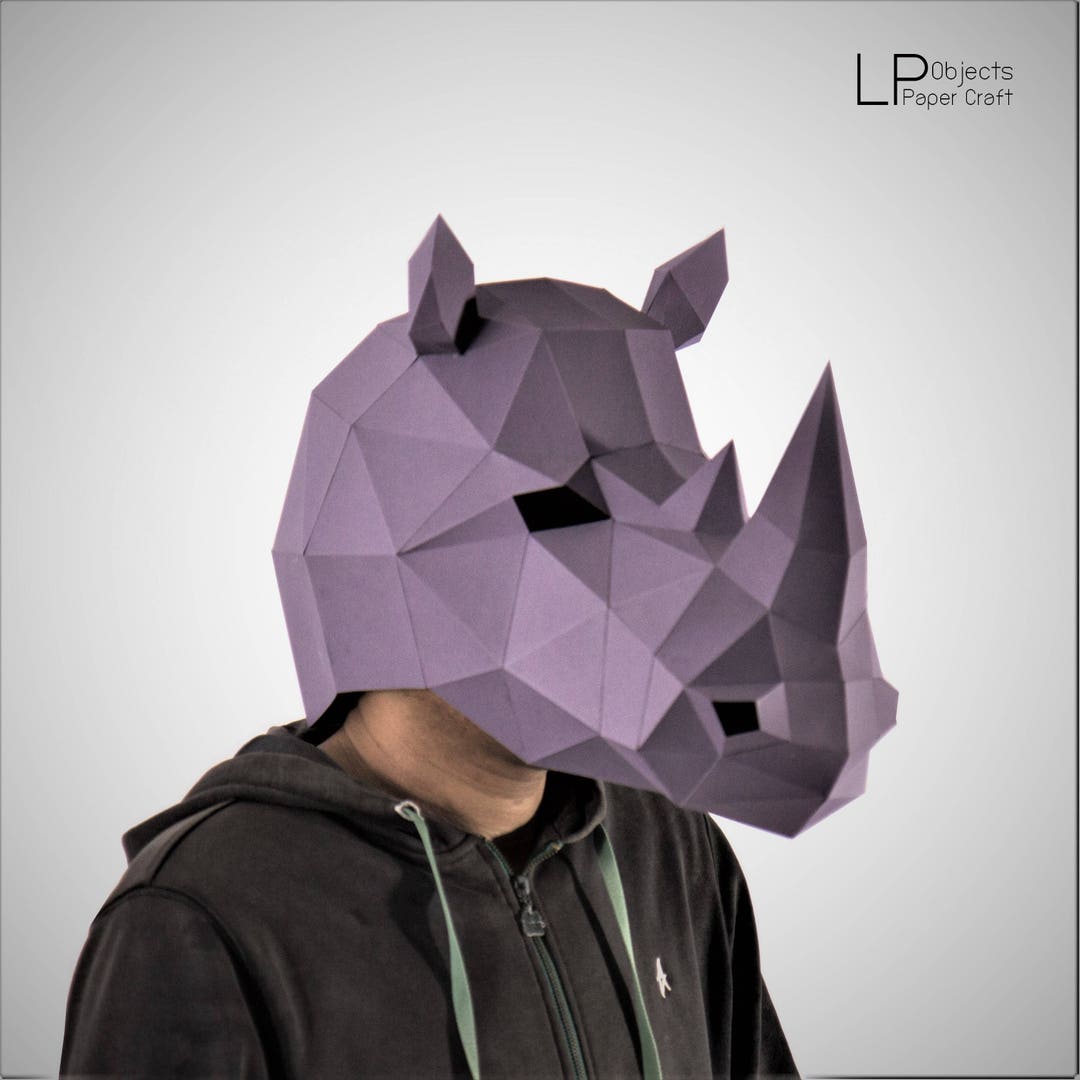 Rhino Mask Paper Craft, Digital Template, Origami, PDF Download DIY ...