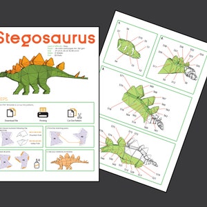 Stegosaurus Dinosaur Digital Template, PDF Paper Craft, Dinosaur ...