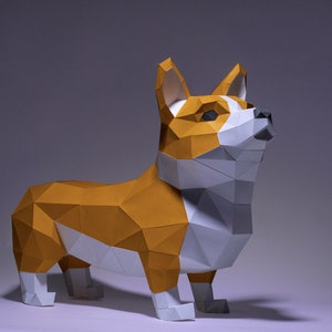 Corgi Paper Craft, Digital Template, Origami, PDF Download DIY, Low ...
