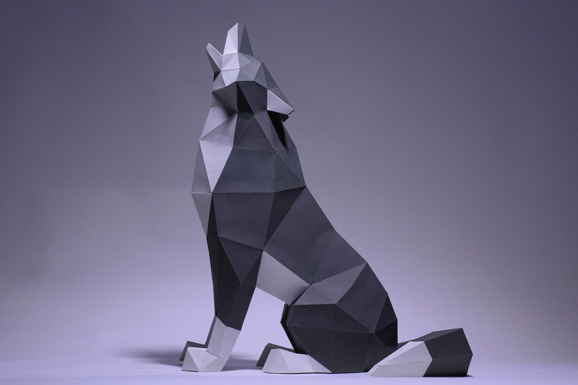 Wolf Sit Paper Craft Digital Template Origami PDF Download - Etsy
