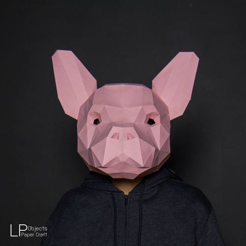 Bull Dog Mask Mask Paper Craft Digital Template Origami - Etsy
