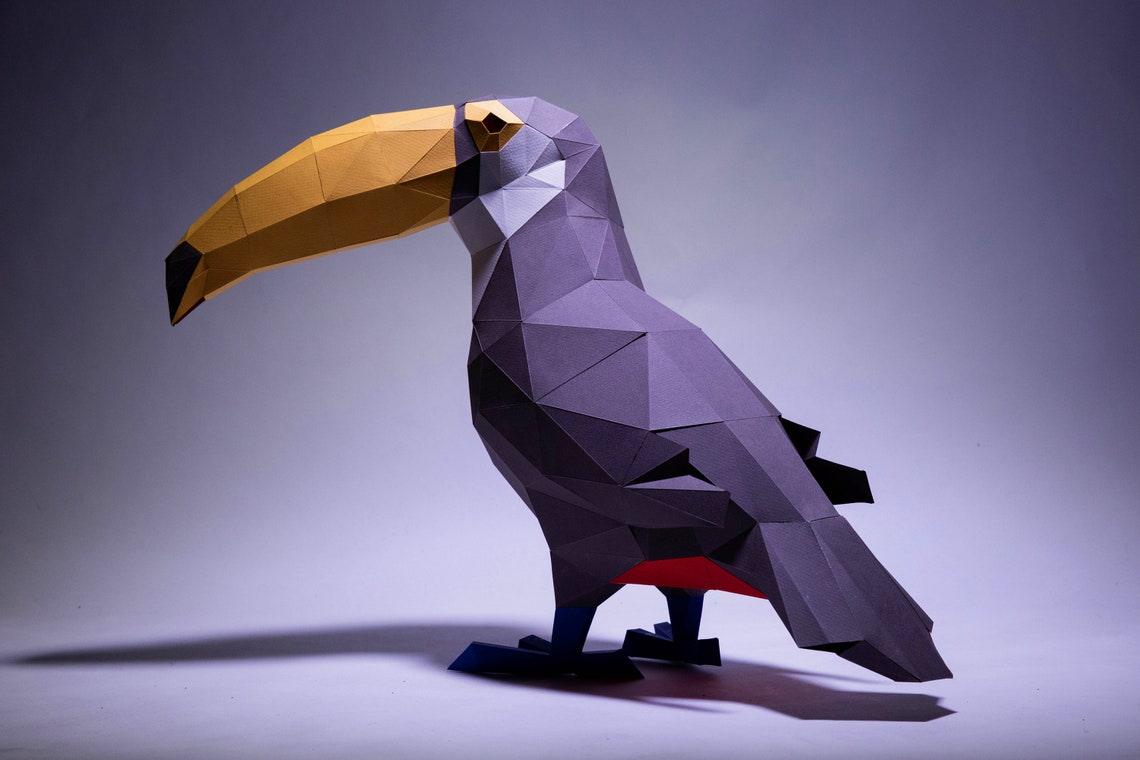 Toucan Paper Craft, Digital Template, Origami, PDF Download DIY, Low ...