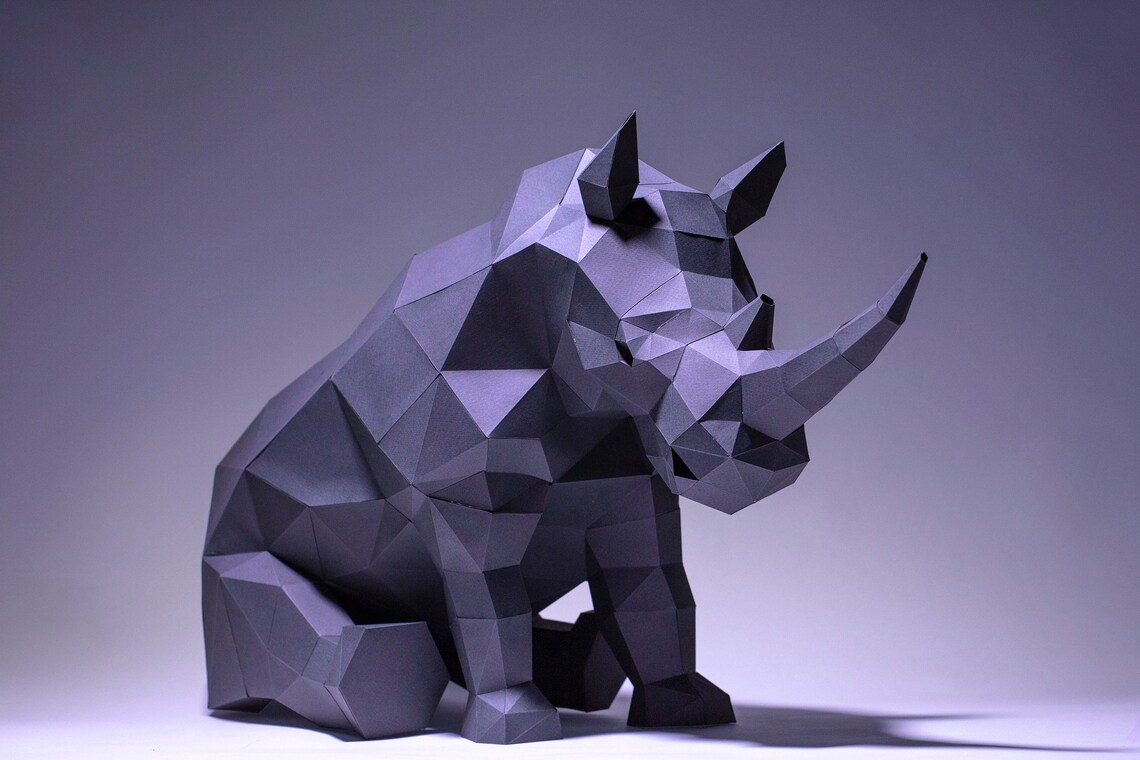 Rhino Sit, Rhinoceros Paper Craft, Digital Template, Origami, PDF ...