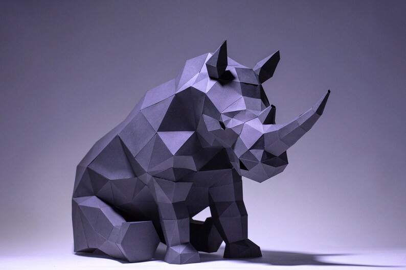 Rhino Sit Rhinoceros Paper Craft Digital Template Origami - Etsy