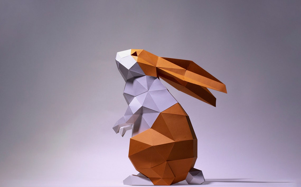 Bunny Rabbit Standing up Paper Craft Digital Template - Etsy