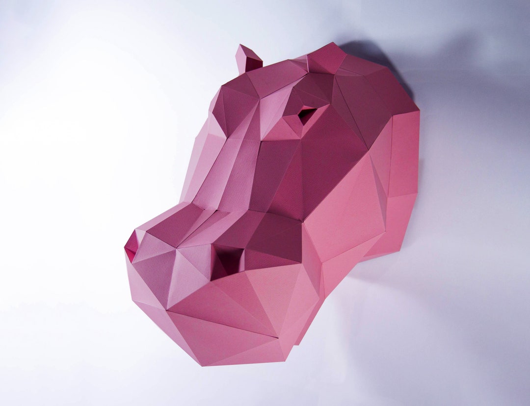 Hippo Head Paper Craft Digital Template Origami PDF - Etsy