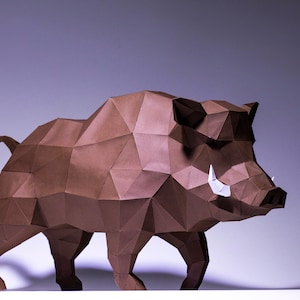 Wild Boar Paper Craft, Digital Template, Origami, PDF Download DIY, Low ...
