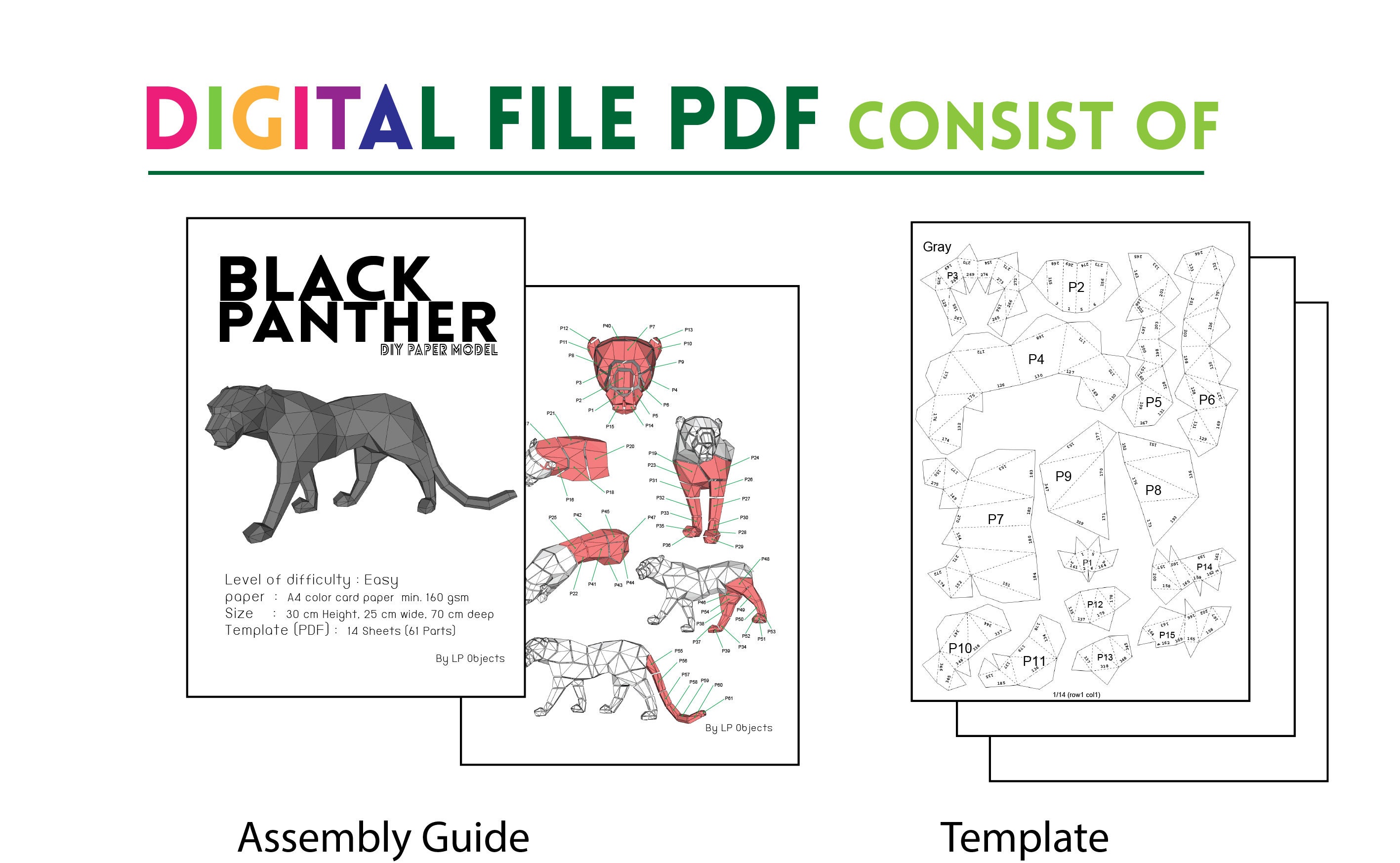 Black Panther Paper Craft Digital Template Origami PDF | Etsy